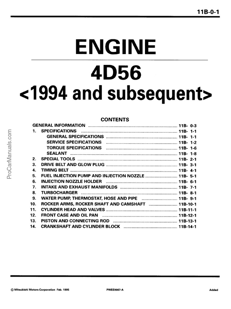Mitsubishi-4D56-Diesel-Engine-Service-Manual-1994 2 PDF | PDF