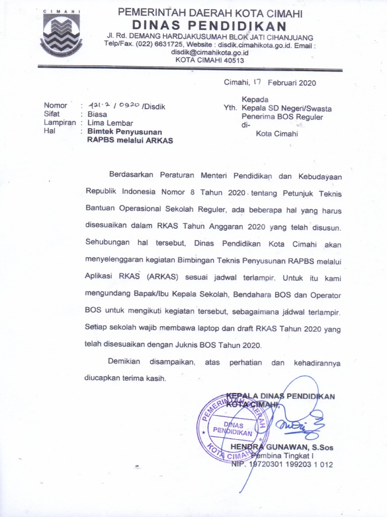 Undangan Bimtek ARKAS | PDF