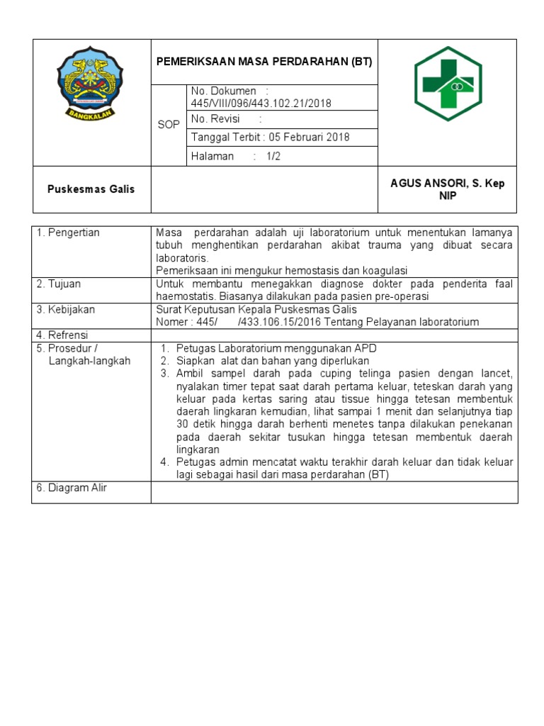 Sop Pemeriksaan Masa Perdarahan | PDF Sop Pemeriksaan Masa Perdarahan | PDF