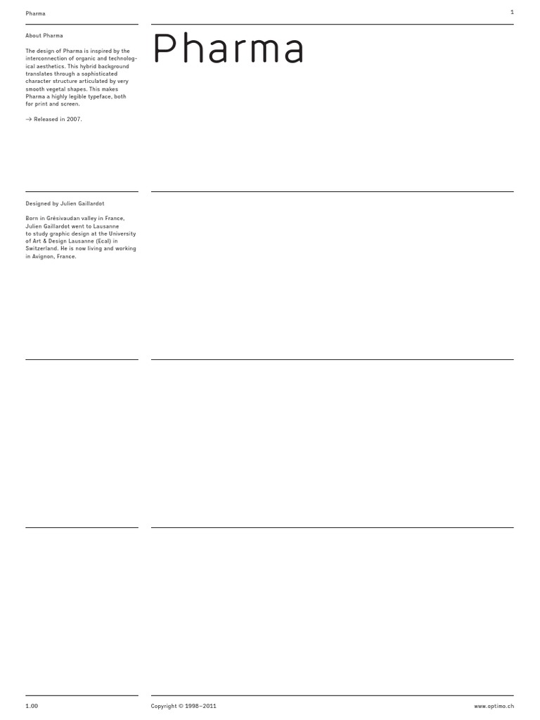 Optimo Pharma Specimen | PDF | Typefaces | Typography