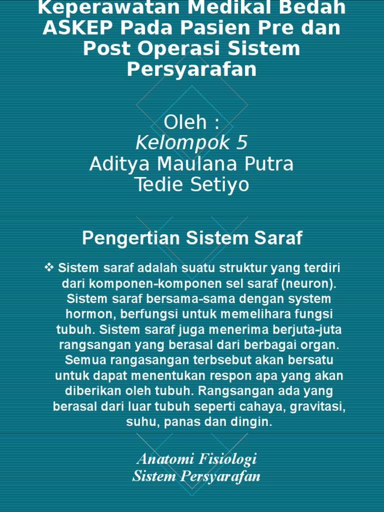 ASKEP Pada Pasien Pre Dan Post Operasi Sistem Persyarafan | PDF