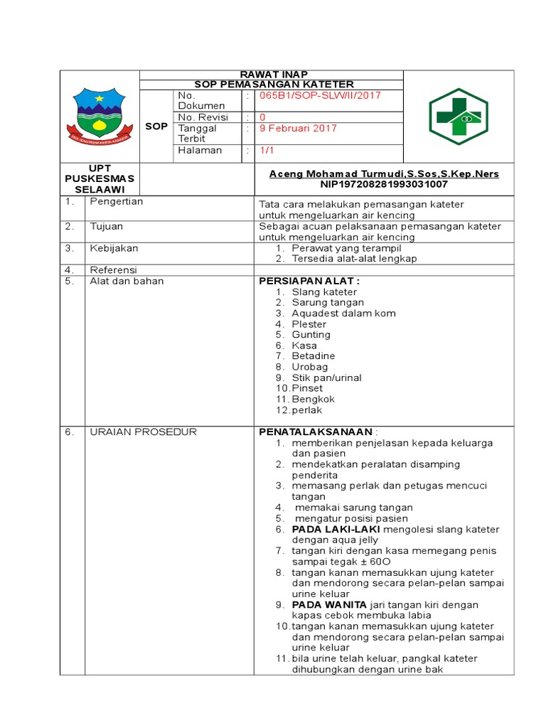 13 Sop Pemasangan Kateter | PDF