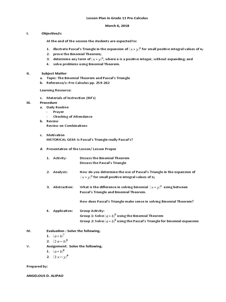 Lesson Plan in Grade 11 Gen Math | PDF