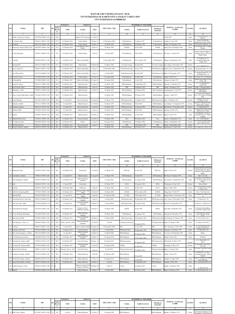 DUK Puskesmas Langkat 2019 | PDF