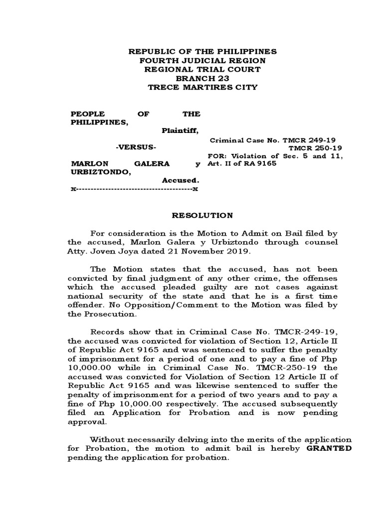 Bail - Granted Probation | PDF | Bail | Probation