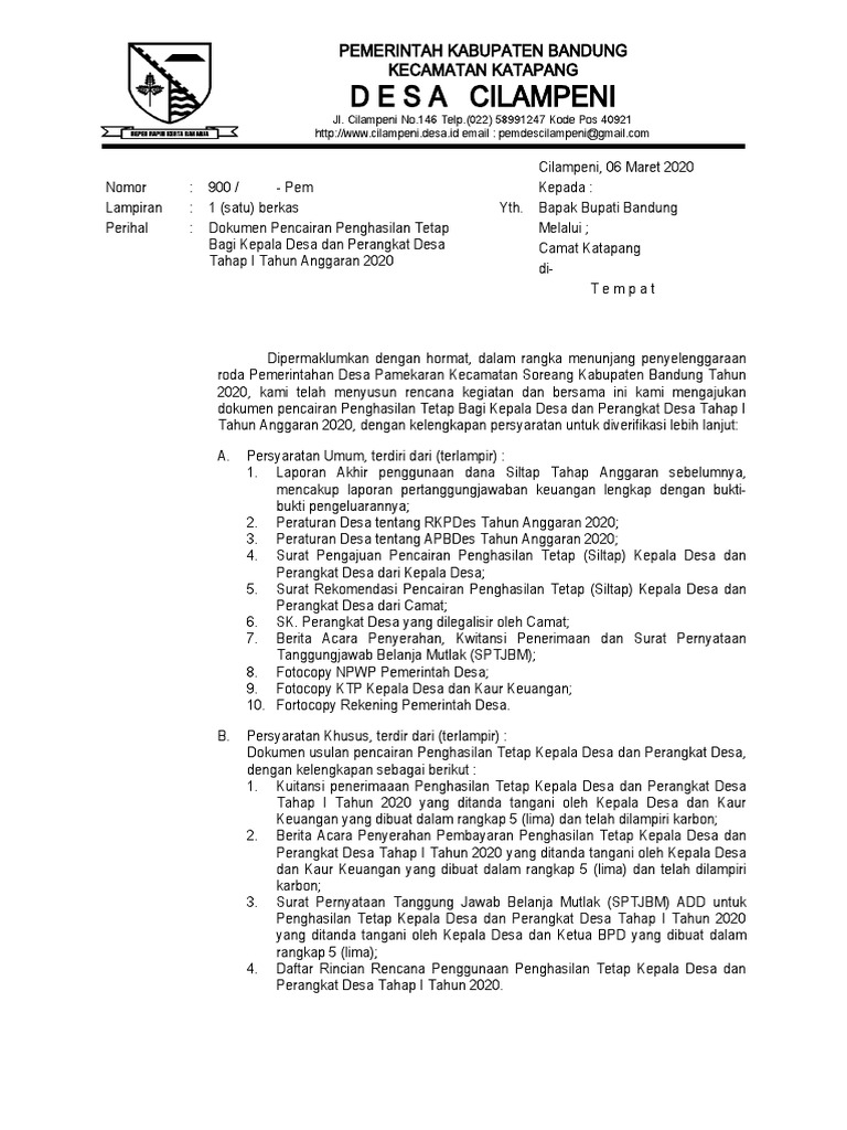 SURAT KADES Siltap Cilampeni | PDF