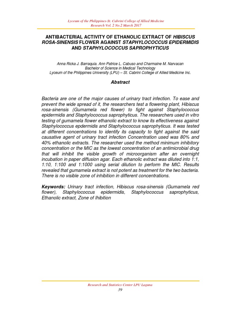4 Antibacterial Activity of Ethanolic Extract of Hibiscus Rosa Sinensis ...