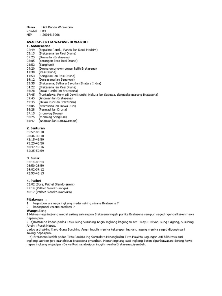 Analisis Wayang Dewa Ruci | PDF