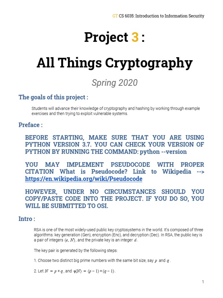 Project 3 PDF | PDF | Cryptography | Key (Cryptography)