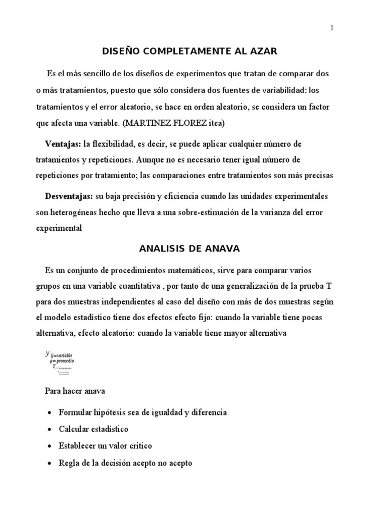 Diseño Completamente Al Azar | PDF | Diferencia | Estadísticas