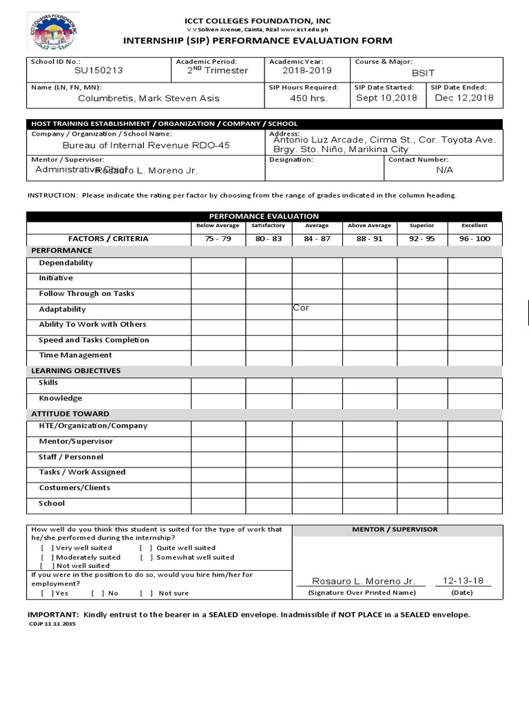 Evaluation Form | PDF | Behavior Modification | Learning