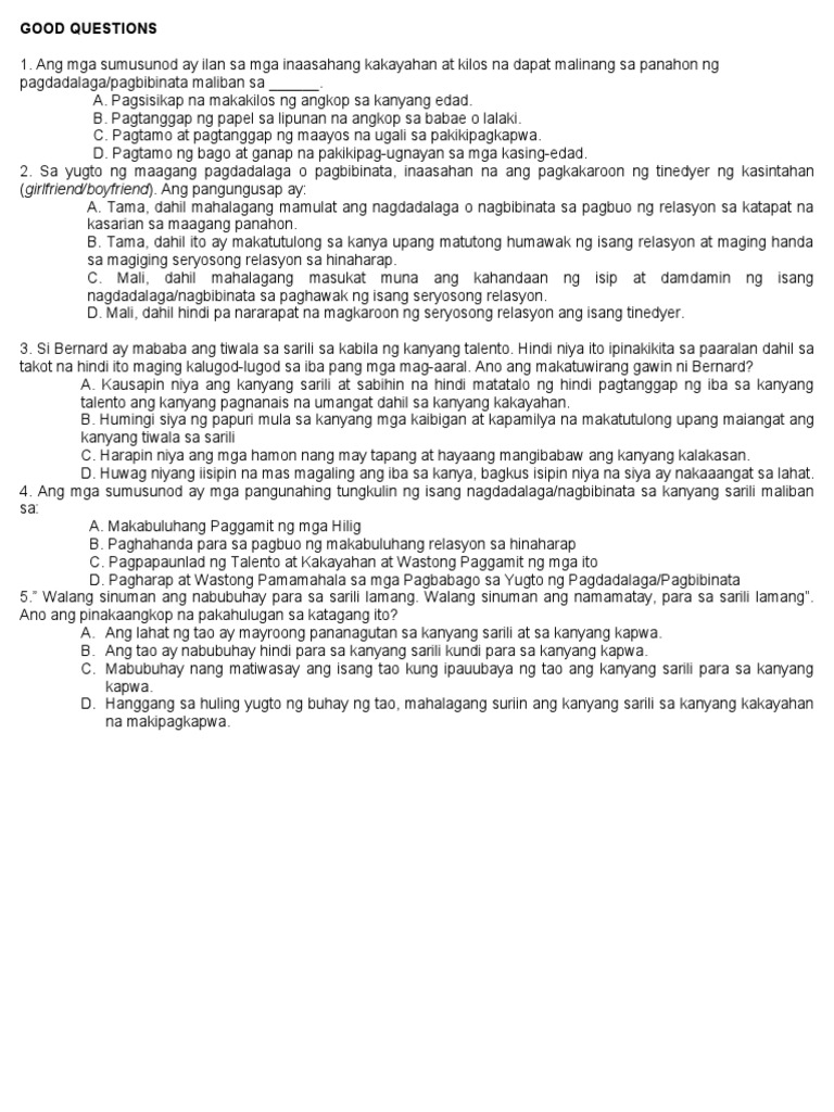 ESP 7 Good Questions | PDF