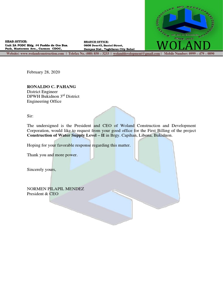 Letterhead Billing Request PDF | PDF