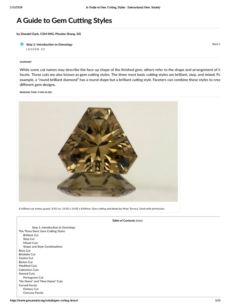 Guide To Gem Cutting Styles Shapes | PDF | Gemstone | Jewellery
