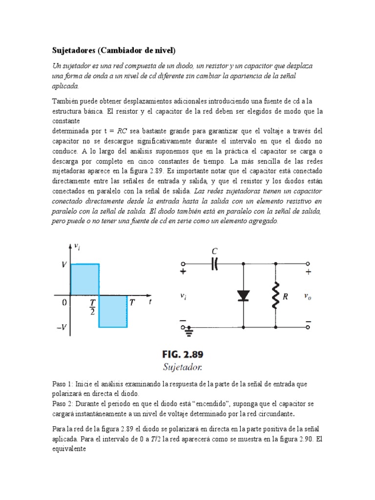 Circuitos sujetadores: funcionamiento y aplicaciones de los cambiadores de nivel | PDF ...