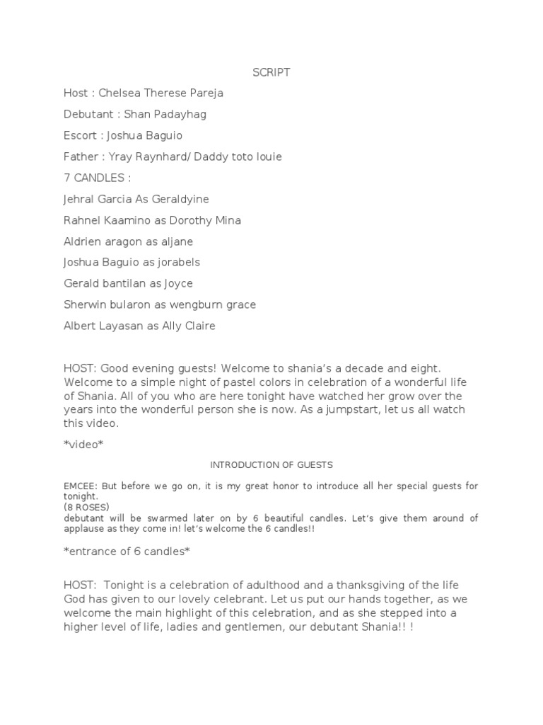 Special Occasion Script (DEBUT) | PDF