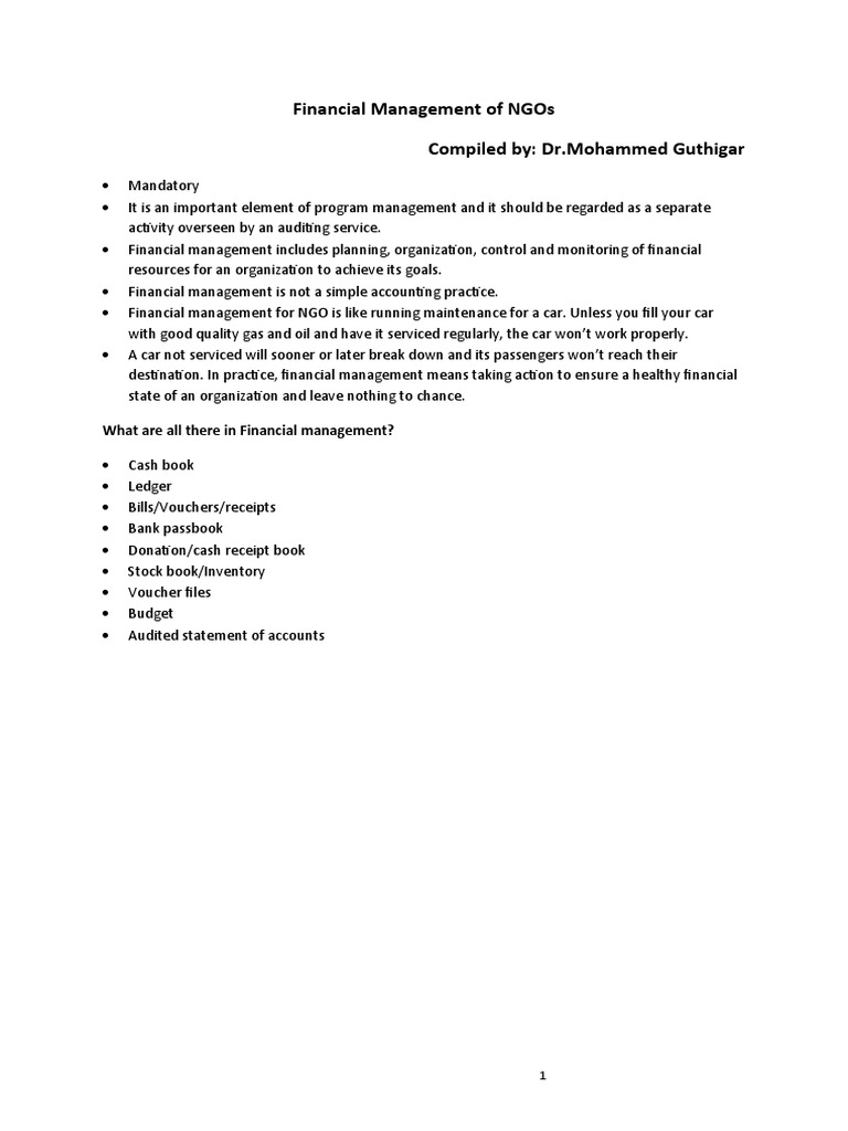NGO Financial Management Essentials | PDF | Debits And Credits ...