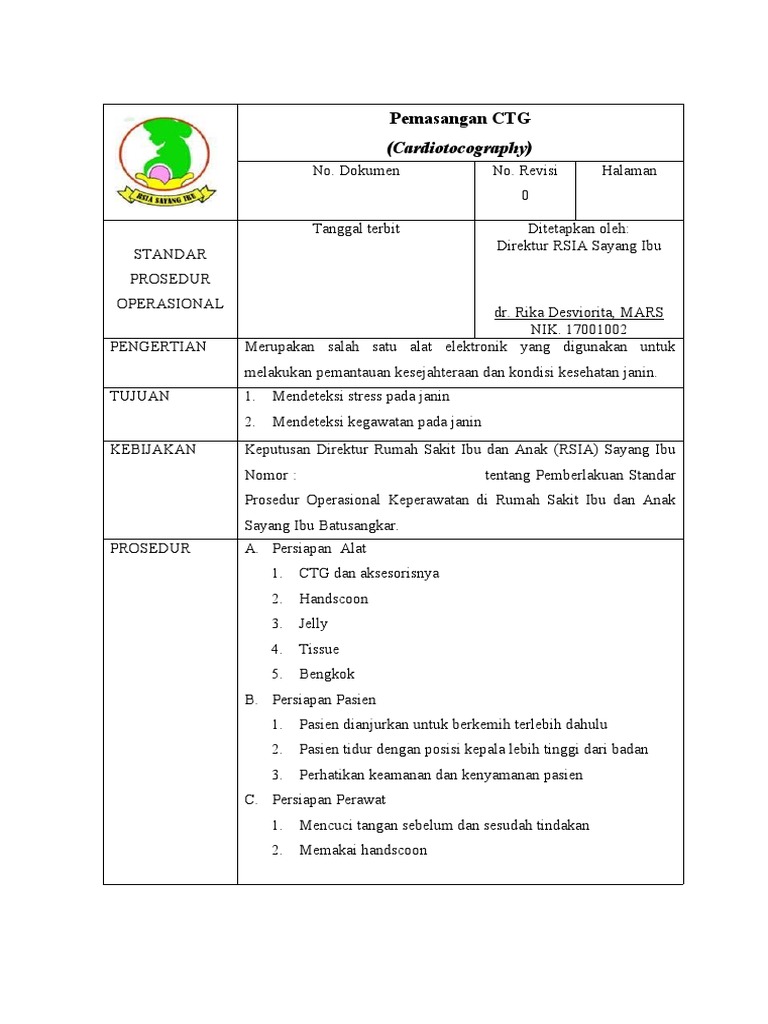 SPO Pemasangan CTG | PDF