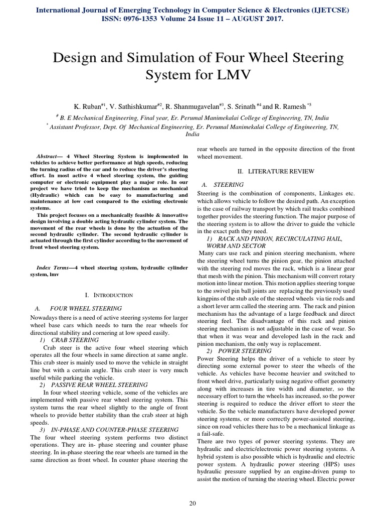 472design and Simulation of Four Wheel Steering System For LMV PDF ...