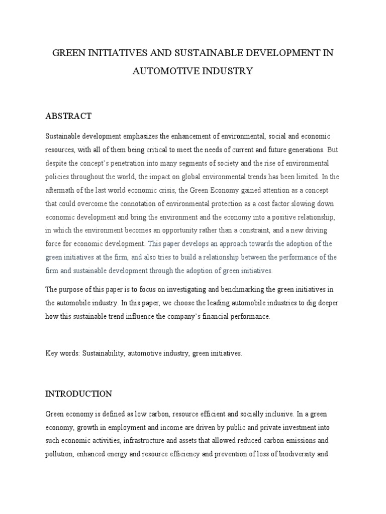 Green Initiatives and Sustainable Development in Automotive Industry ...