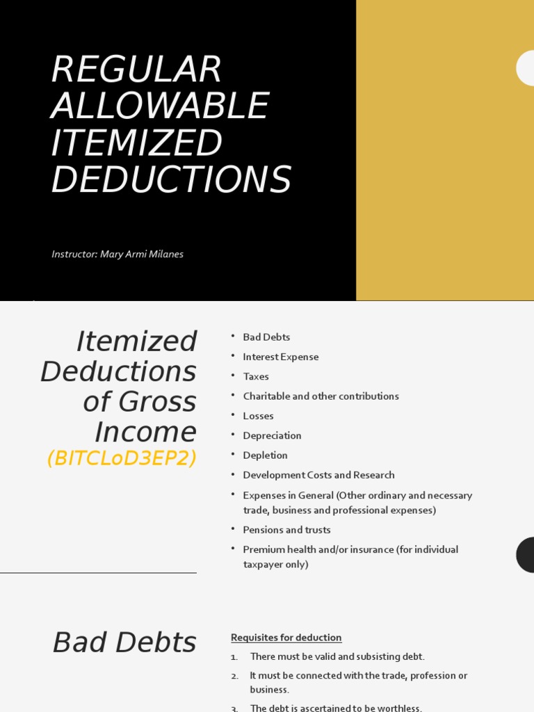 Regular Allowable Itemized Deductions | PDF | Tax Deduction | Bad Debt