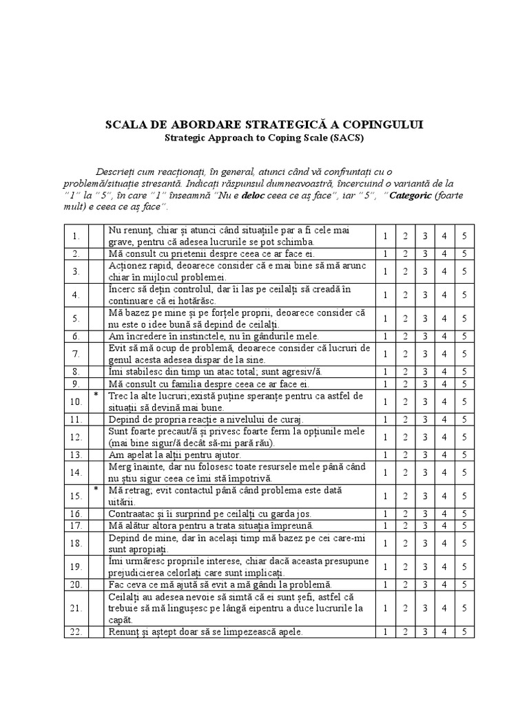 Scala de Abordare Strategică A Copingului | PDF