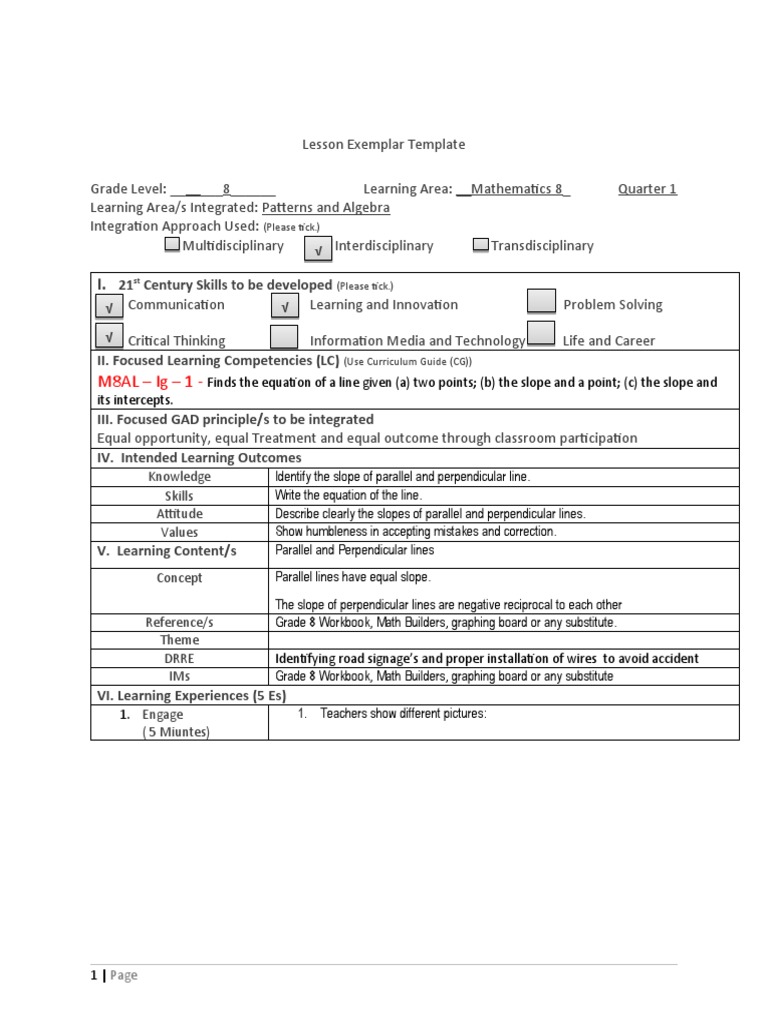 Lesson-Exemplar - Mathematics | PDF | Behavior Modification | Cognition