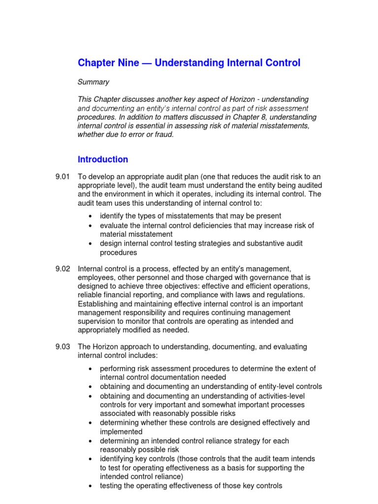 GTHW 2010 Chapter 9 Understanding Internal Control | PDF | Internal Control | Business