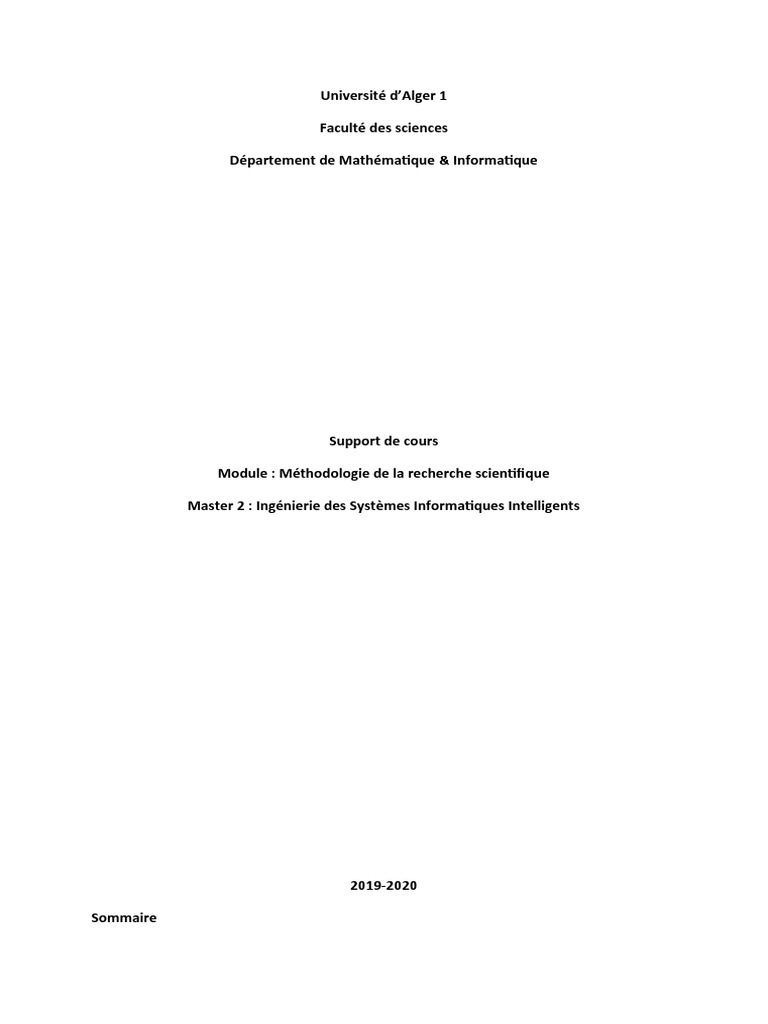 Methodologie de Recherche Cours | PDF | Théorie | Science