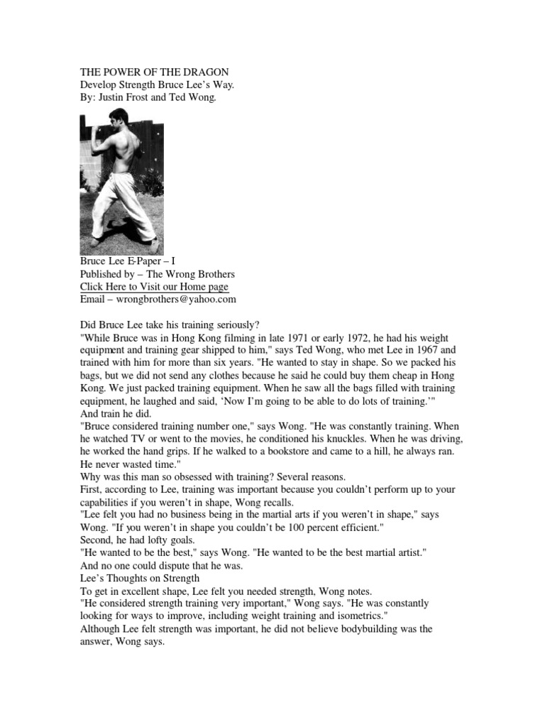 Bruce Lee's Strength Training Guide | PDF | Bruce Lee | Weight Training