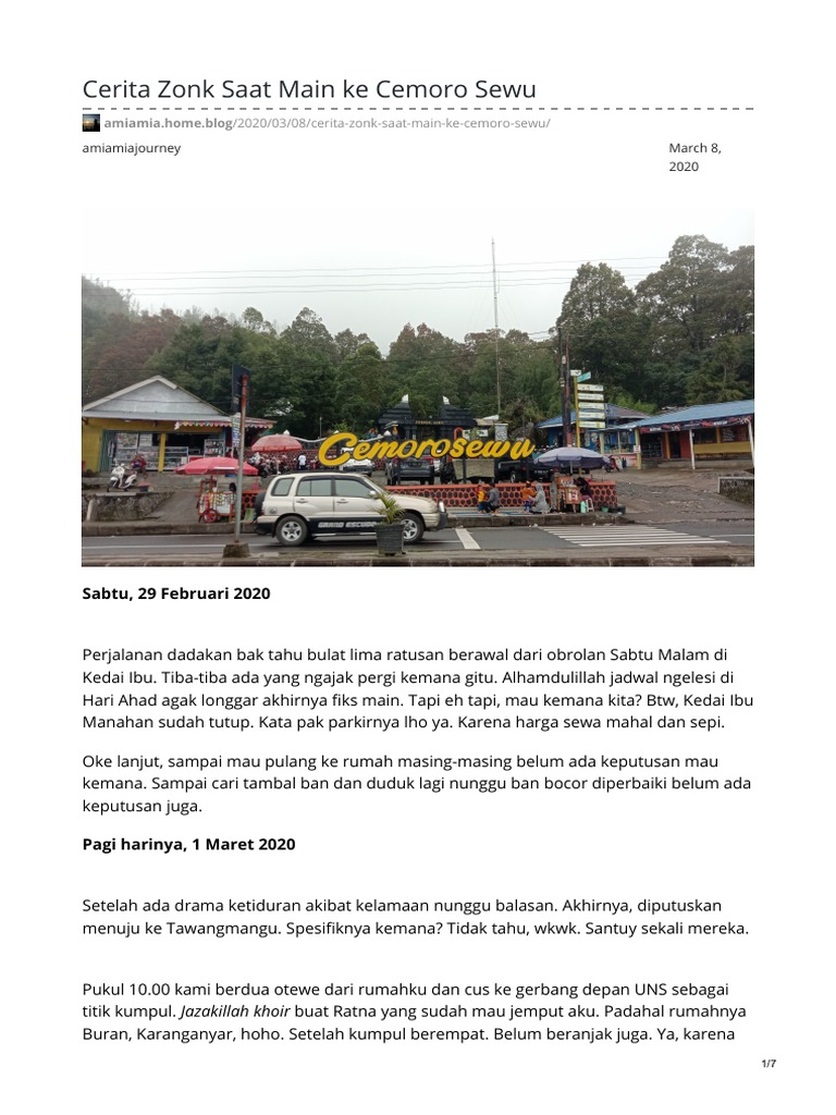 Cerita Zonk Perjalanan ke Cemoro Sewu | PDF