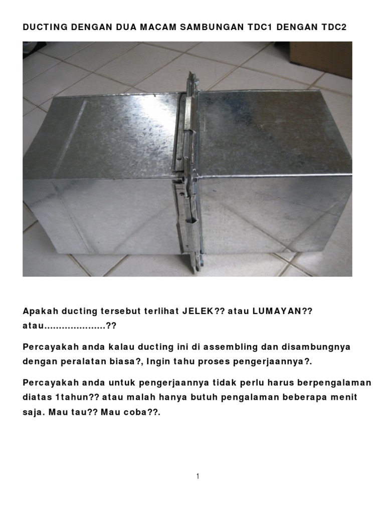 Asembling Dan Penyambungan Ducting Dengan Dua Macam Sistem Sambungan | PDF