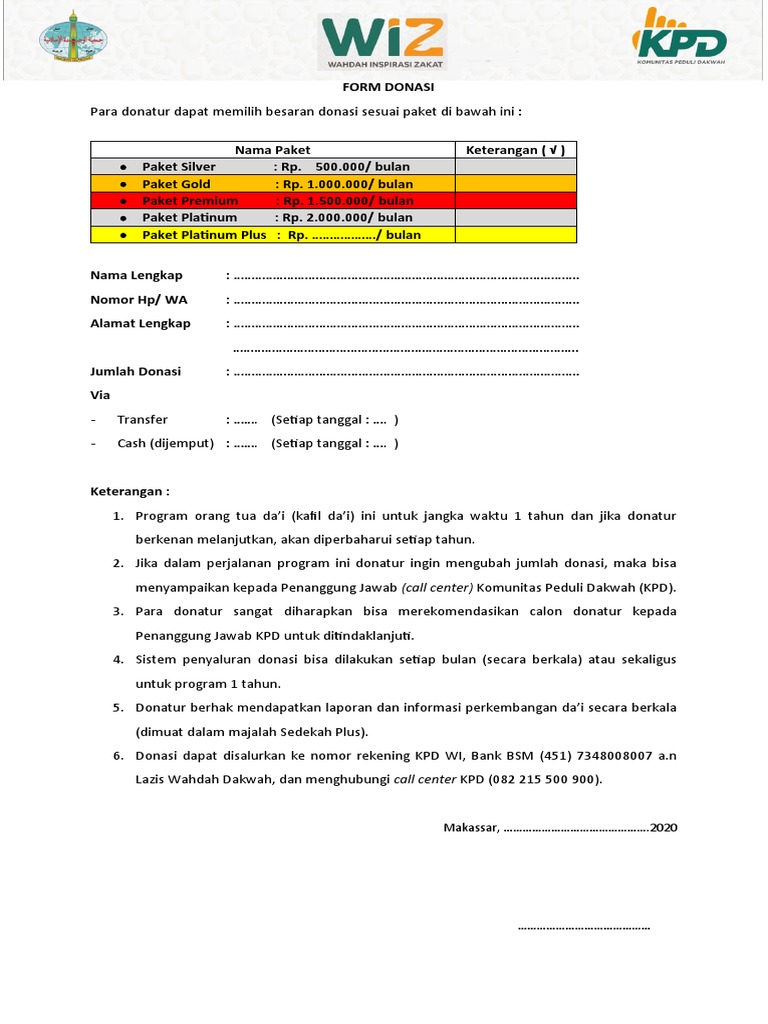 FORM DONASI Fix | PDF