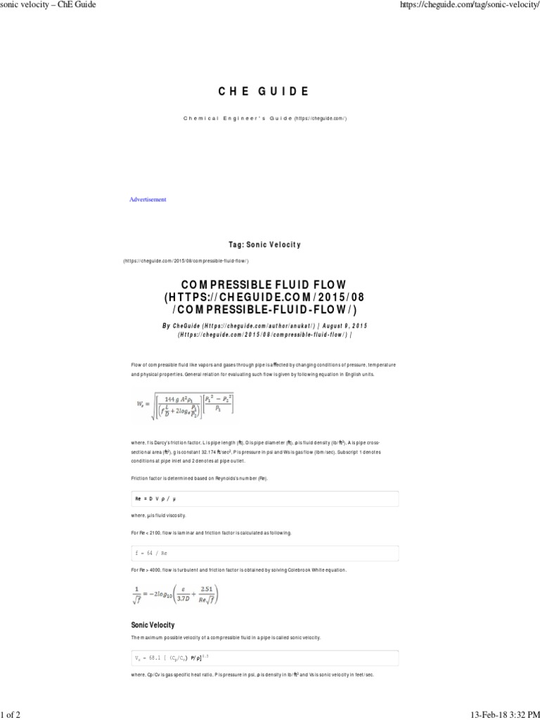 Sonic Velocity Mach Number PDF | Download Free PDF | Fluid Dynamics | Compressible Flow