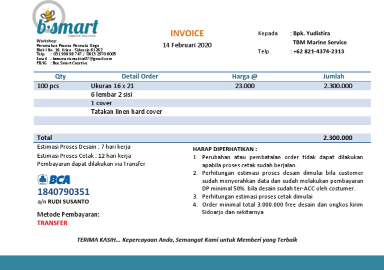 Invoice TBM Marine Service | PDF