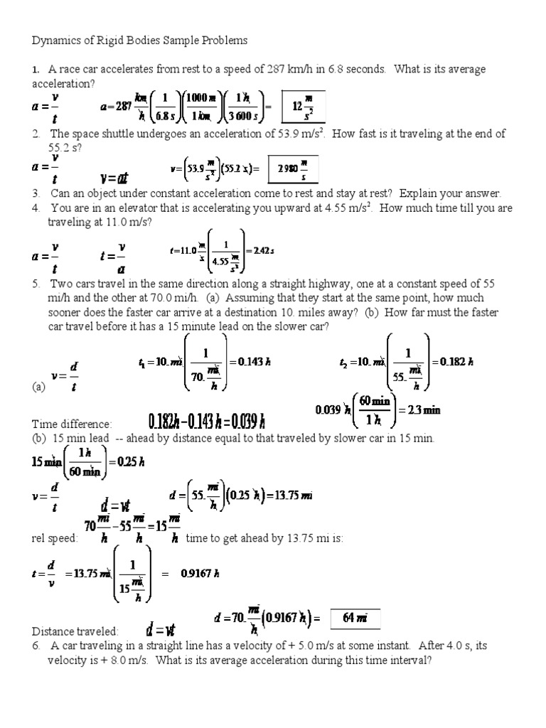 Dynamics of Rigid Bodies Sample Problems | PDF | Speed | Acceleration