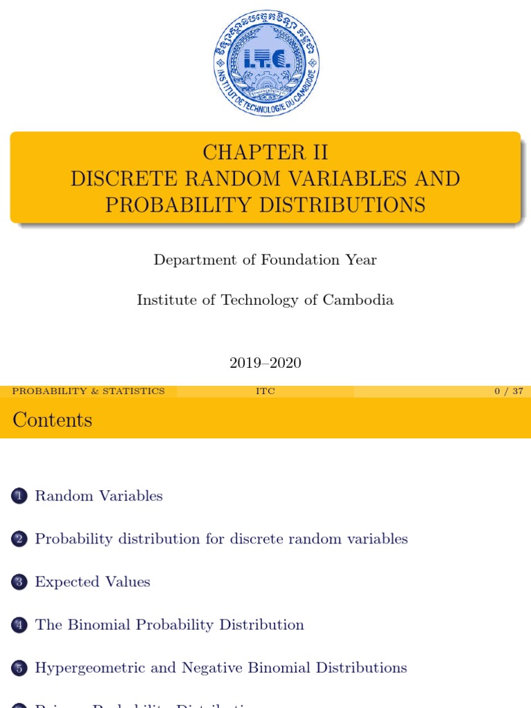 Pro Ch2 (2019 20) | PDF | Probability Distribution | Random Variable