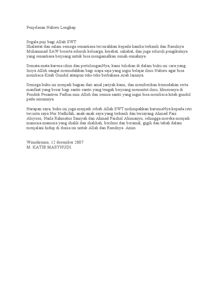 Penjelasan Nahwu Lengkap | PDF