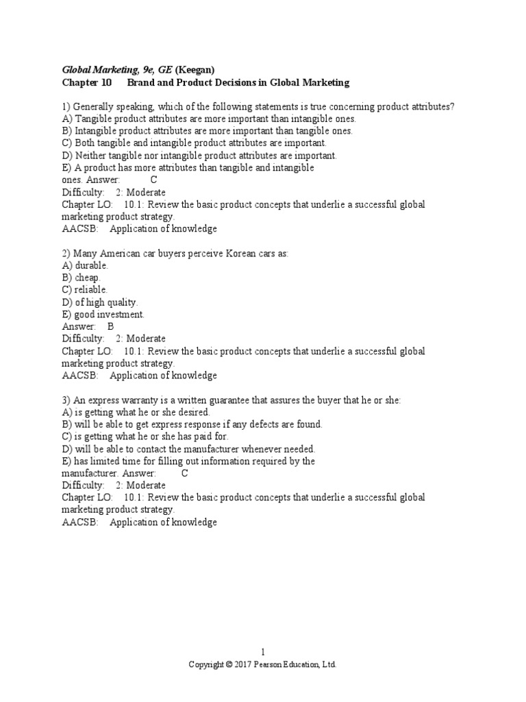 chapter 10 - Questions Pool đã chuyển đổi | PDF | Brand | Product ...