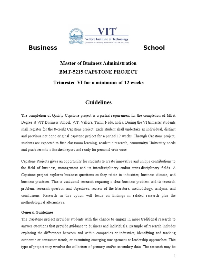 MBA Capstone Project Guidelines - Jan - 2020 | PDF | Data Analysis ...