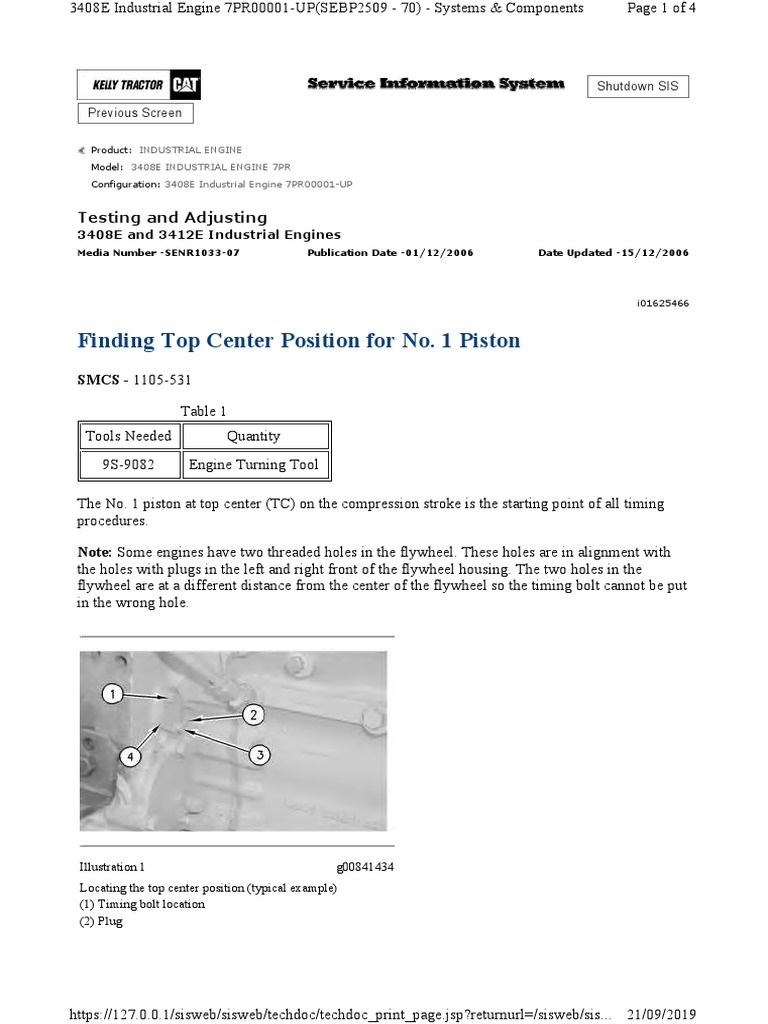 3408E Finding TDC For No.1 Piston | PDF | Cylinder (Engine) | Piston