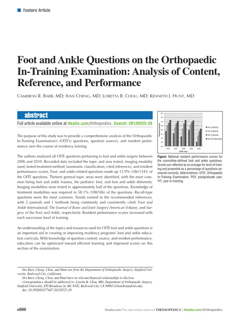 Foot and Ankle Questions On The Orthopaedic | PDF | Orthopedic Surgery ...