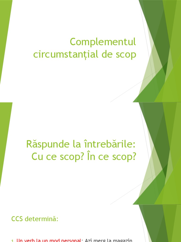 Complementul Circumstanțial de Scop | PDF