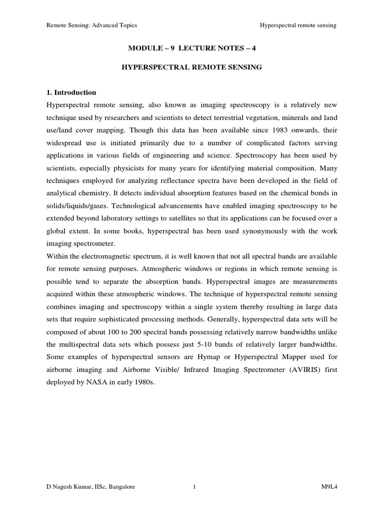 Lecture40 PDF | PDF | Remote Sensing | Absorption Spectroscopy
