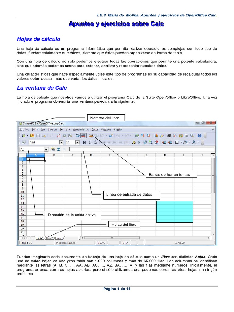 Guía de OpenOffice Calc: Apuntes y Ejercicios | PDF | Hoja de cálculo ...