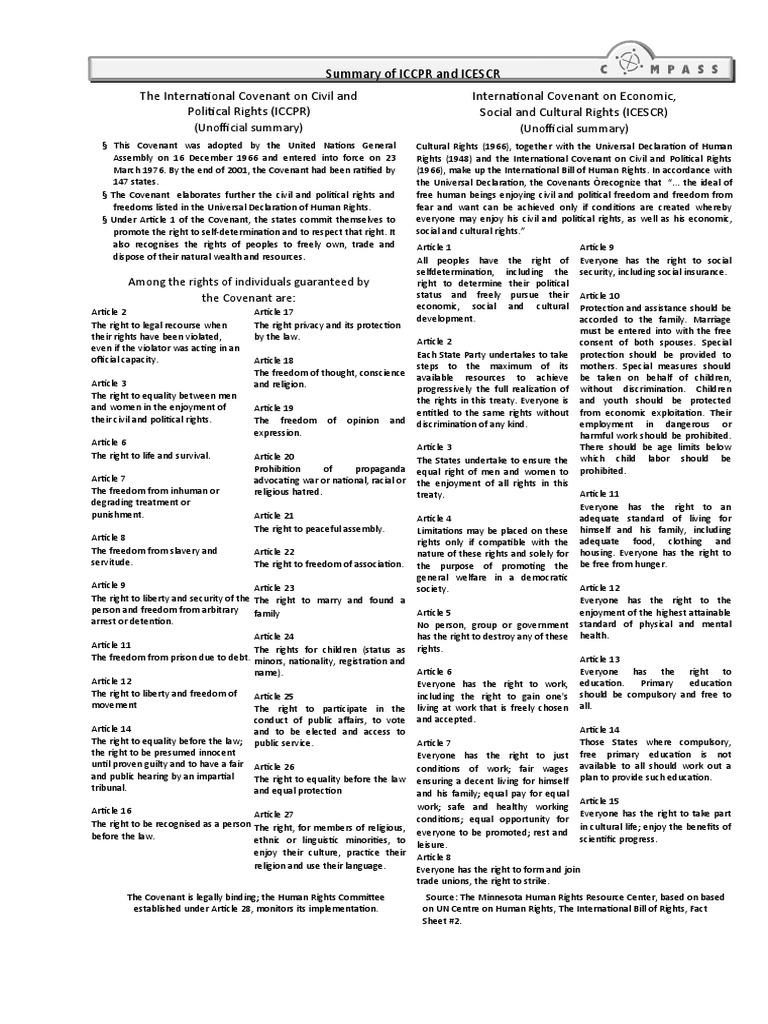 ICCPR and ICESER | PDF | Human Rights | European Convention On Human Rights