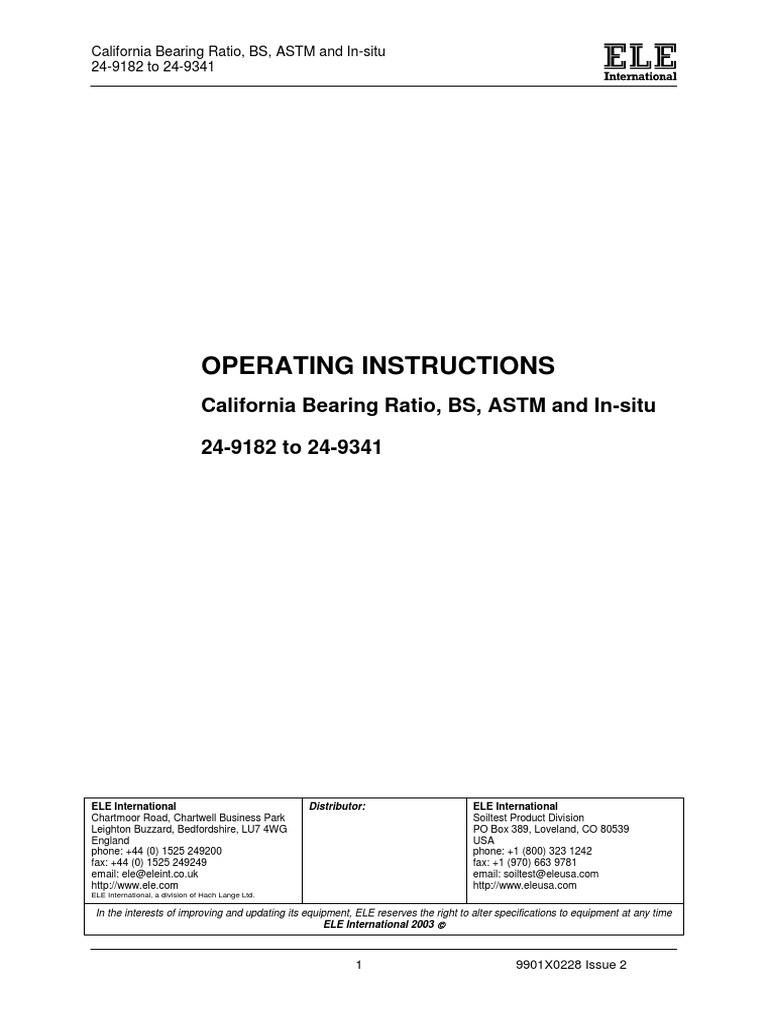 California Bearing Ratio, BS, ASTM and In-situ 24-9182 to 24-9341 ...