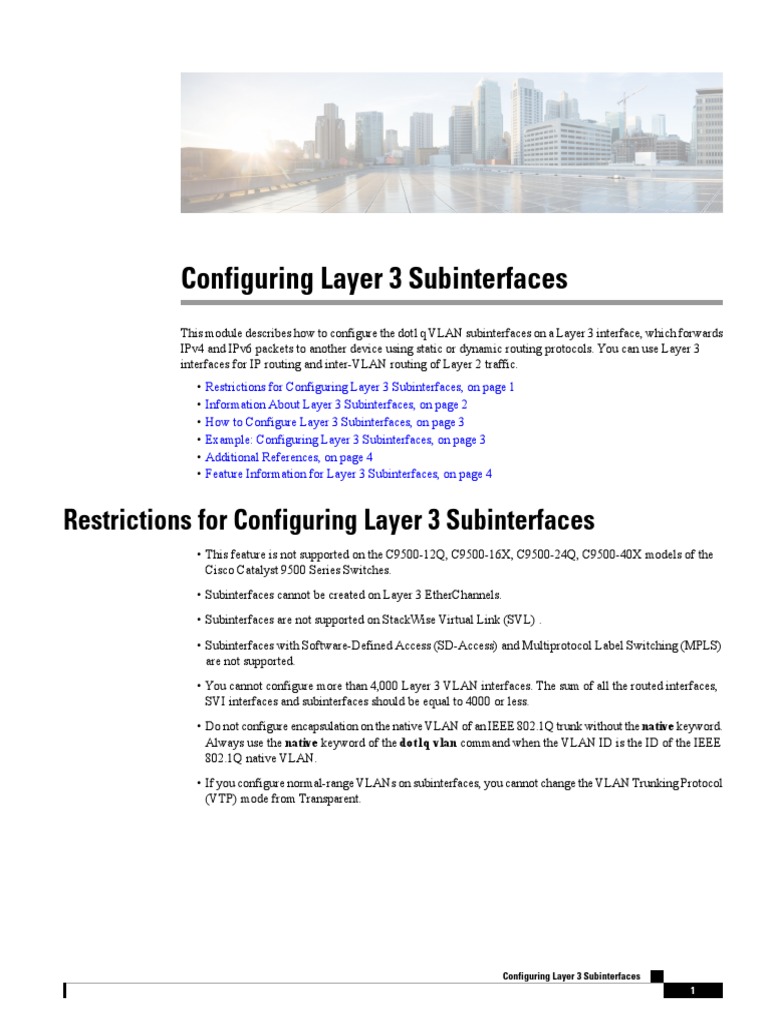Layer 3 Subinterface Setup Guide | PDF | Ip Address | Routing