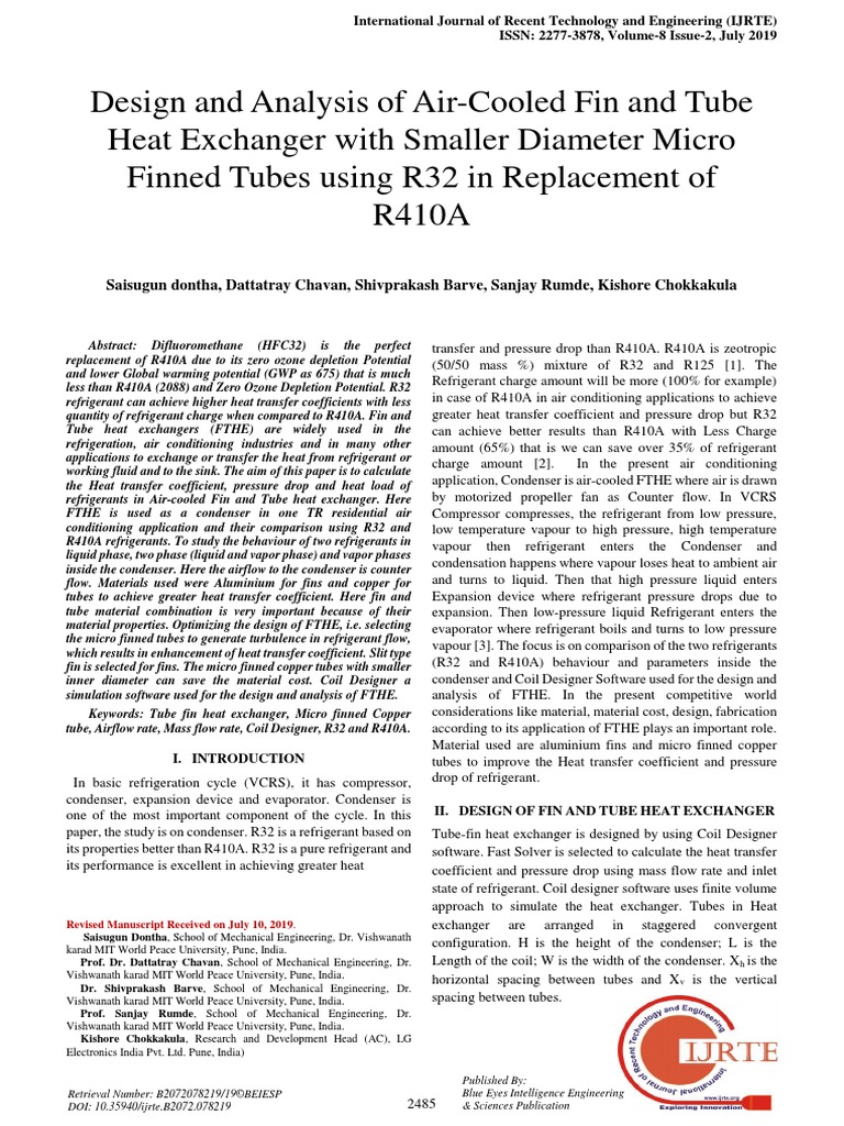 Design and Analysis of Air-Cooled Fin An | PDF | Heat Exchanger | Heat ...