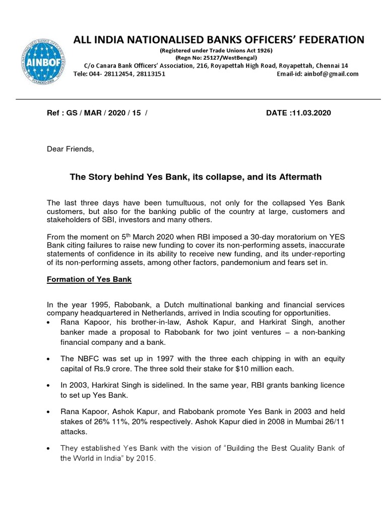 The Story Behind YES Bank | PDF | Reserve Bank Of India | Banks